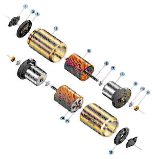 Coreless motor exploded view